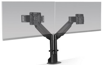 HAT Design Works E2-2-104 Dual Envoy Monitor Arm with Top Down Mount, Black