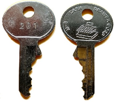 M-S Cash Drawer KEY-MR201 Replacement Key MR201 Also fits 125NK2 and ...