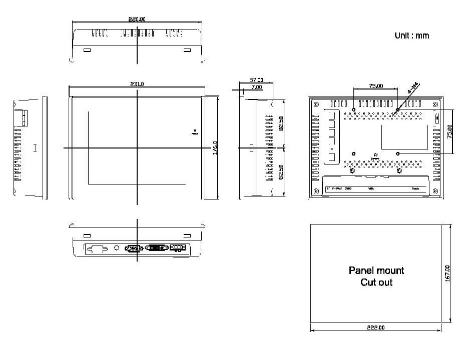 8 Inch Industrial Panel Mount Touch Screen