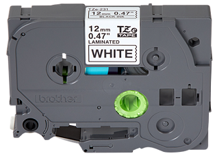 Brother TZE231 P-touch, Standard Laminated Tapes, 1/2IN X 26.2FT Black ...