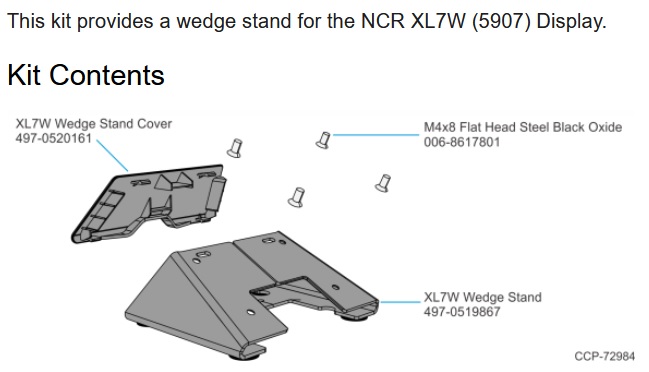 NCR 5907-K030 Kit, Wedge Stand XL7W, Black