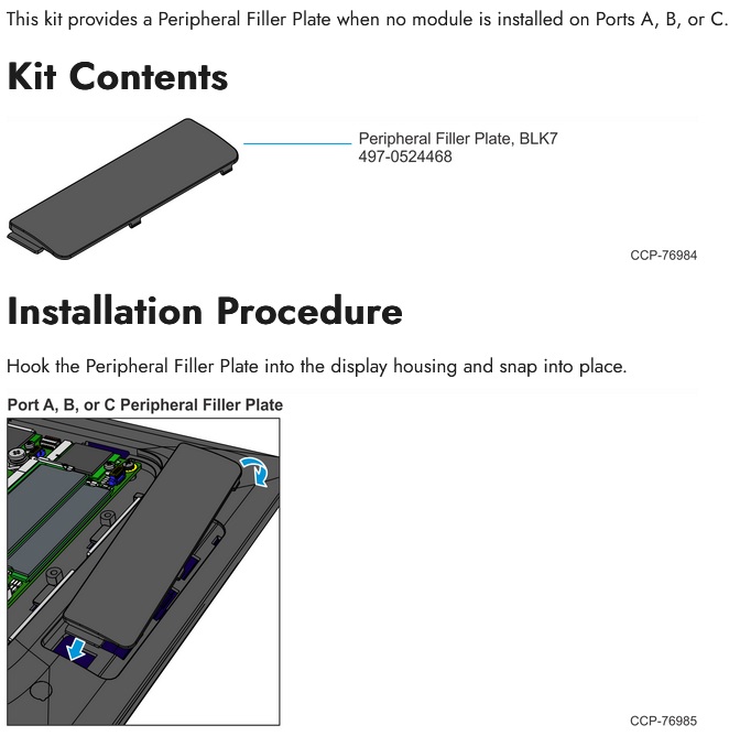 NCR 7772-K140 CP- Kit - Peripheral Filler Plate