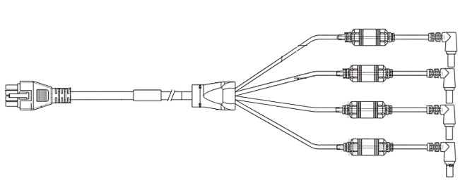 Zebra CBL-DC-380A1-01 DC 4-Way Line Cord for Running Four CRD4000 ...
