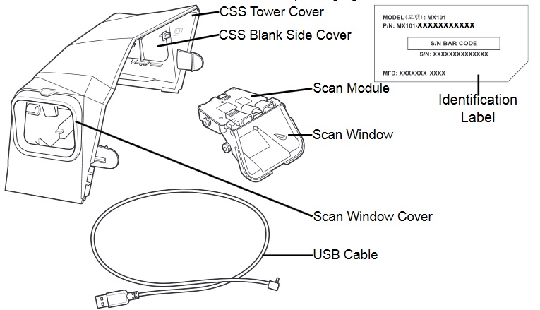 Zebra MX101-SR7000WW Customer Side Scanner for Zebra MP7000